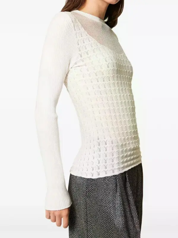 TWINSET Long Sleeve See-through Sweater