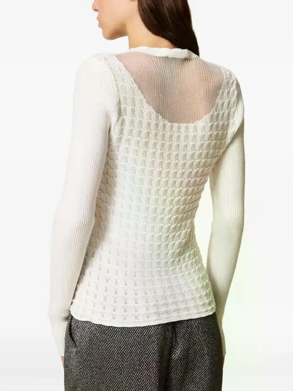TWINSET Long Sleeve See-through Sweater