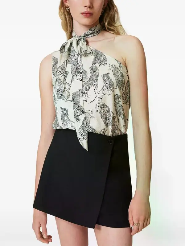 TWINSET Graphic-print One-shoulder Blouse
