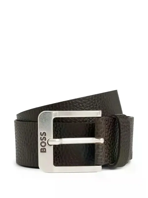 BOSS Textured Leather Buckle Belt - Brown