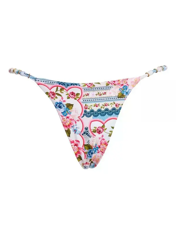 Agua Bendita Floral-print Bikini Bottom - White