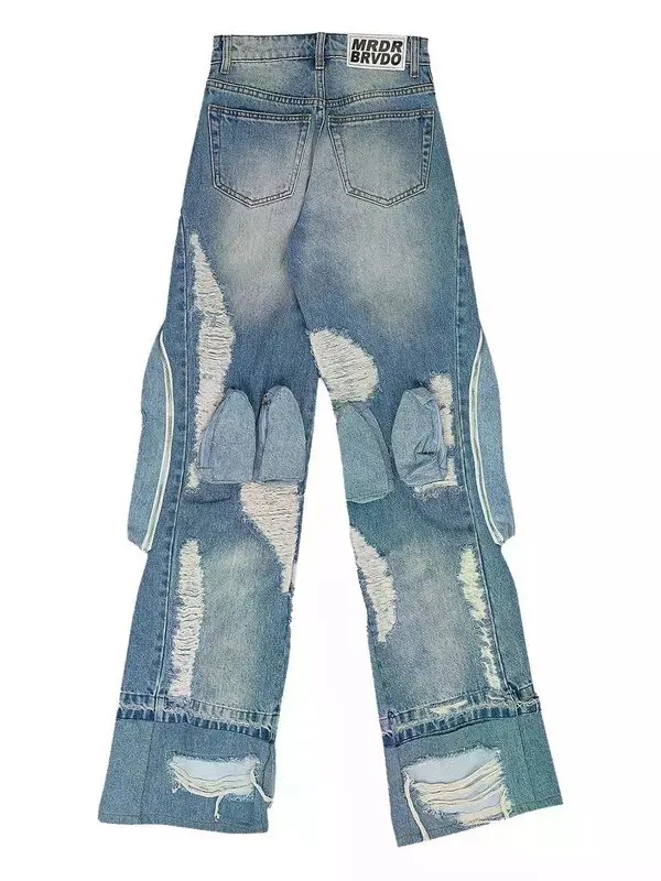 WHO DECIDES WAR BY EV BRAVADO Multi-pocket Distressed Jeans