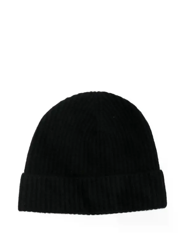 Sunspel Cashmere Ribbed Beanie - Black