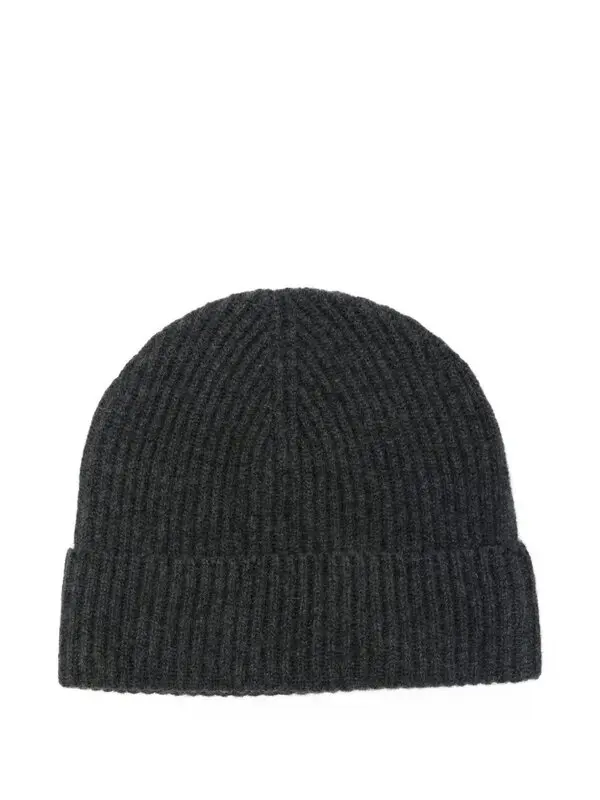 Sunspel Cashmere Ribbed Beanie - Grey