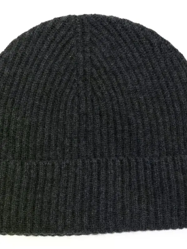 Sunspel Cashmere Ribbed Beanie - Grey