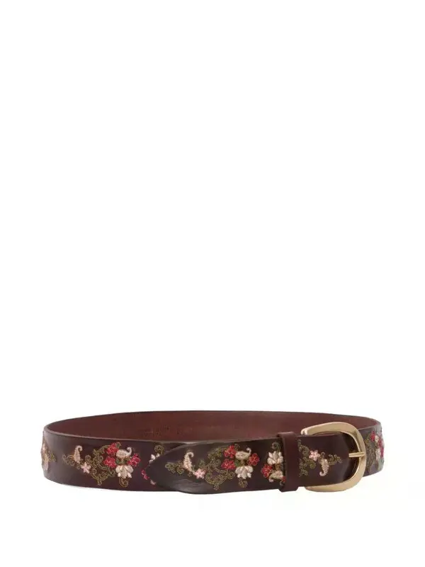 ORTIGNI Embroidered Belt - Brown