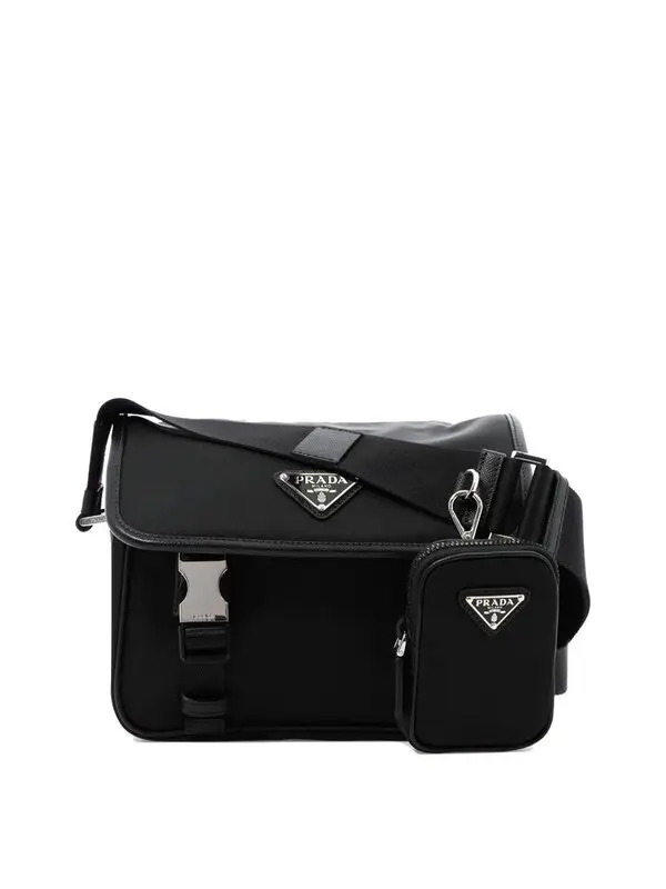 Prada Crossbody Bag In Re-nylon And Saffiano Leather - Black