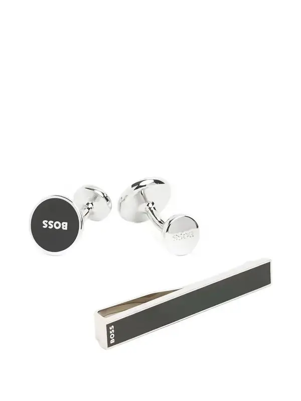 Hugo Boss Tie-clipe Round Logo Cufflinks - Black