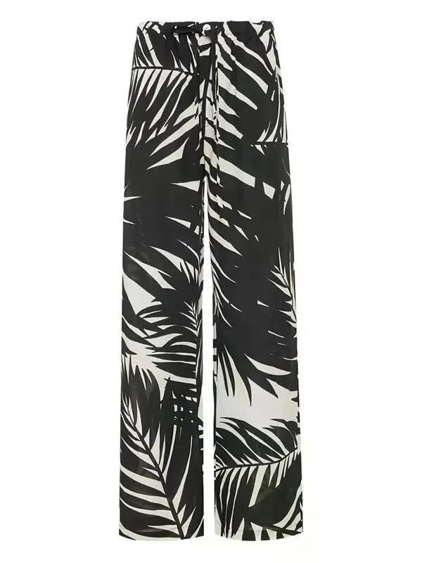 PEARL & CAVIAR Leaf-print Trousers