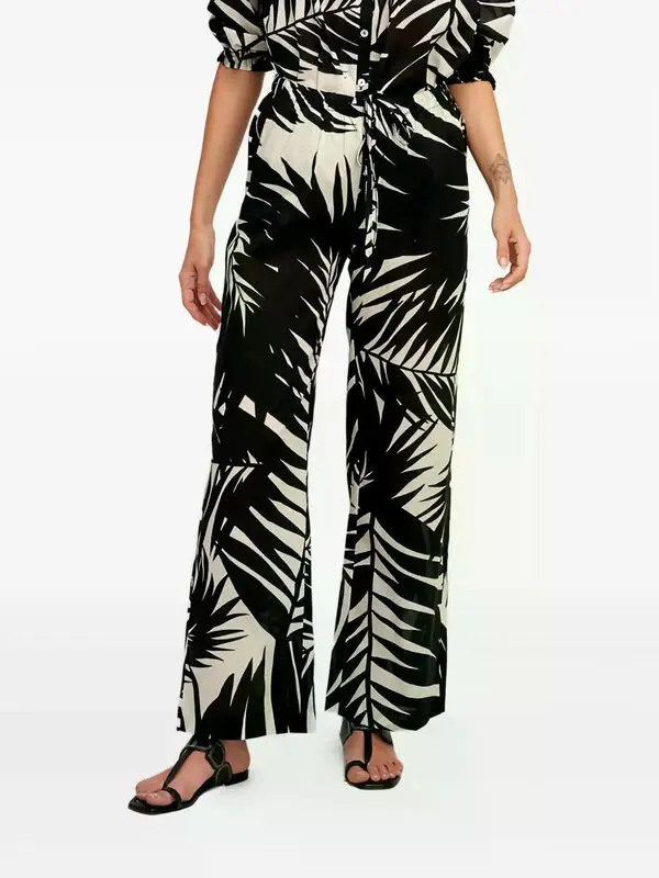 PEARL & CAVIAR Leaf-print Trousers