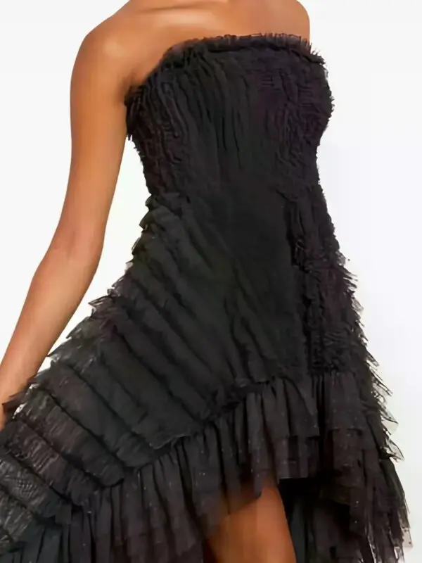 NEEDLE & THREAD Strapless Ruffled High-low Dress