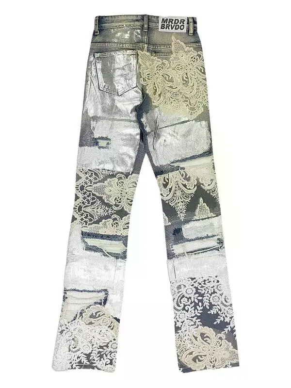 WHO DECIDES WAR Metal Lace-embellished Jeans - Blue