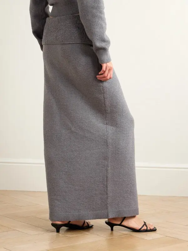 SKIMS Textured Knit High Slit Long Skirt - Gray