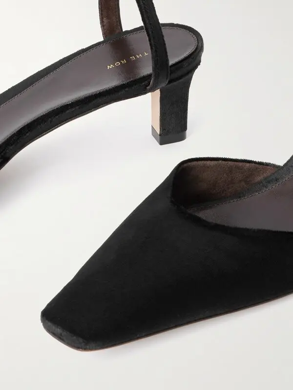 THE ROW Carla Velvet Pumps - Black