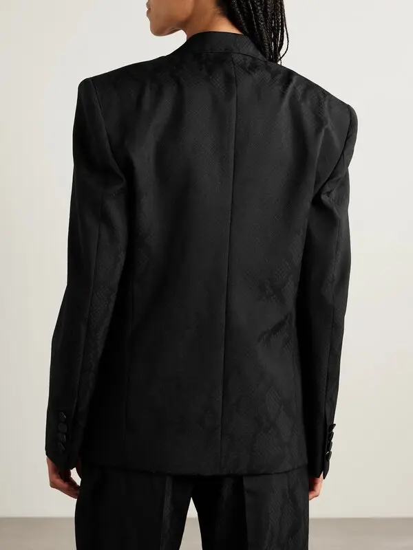 Stella McCartney Oversized Double-breasted Wool Blazer With Satin Trims