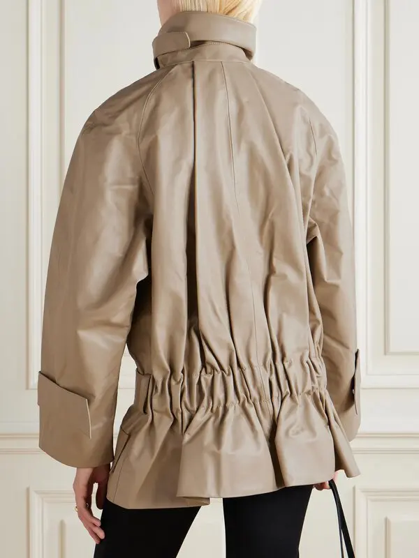 Victoria Beckham Cropped Belted Leather Jacket