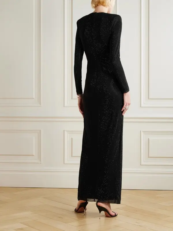 SELF-PORTRAIT Embellished Mesh Maxi Dress