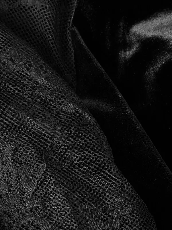 SELF-PORTRAIT Lace-paneled Velvet Maxi Dress