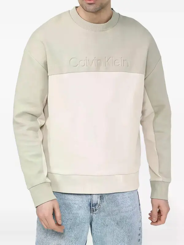 Calvin Klein Logo-debossed Colour-block Sweatshirt