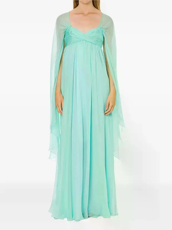 Alberta Ferretti Cape-detail Silk Maxi Dress