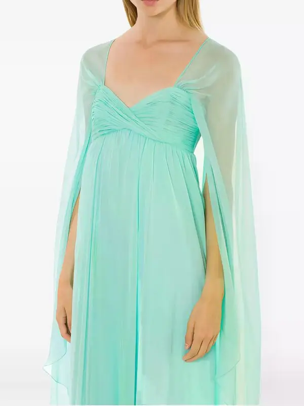 Alberta Ferretti Cape-detail Silk Maxi Dress