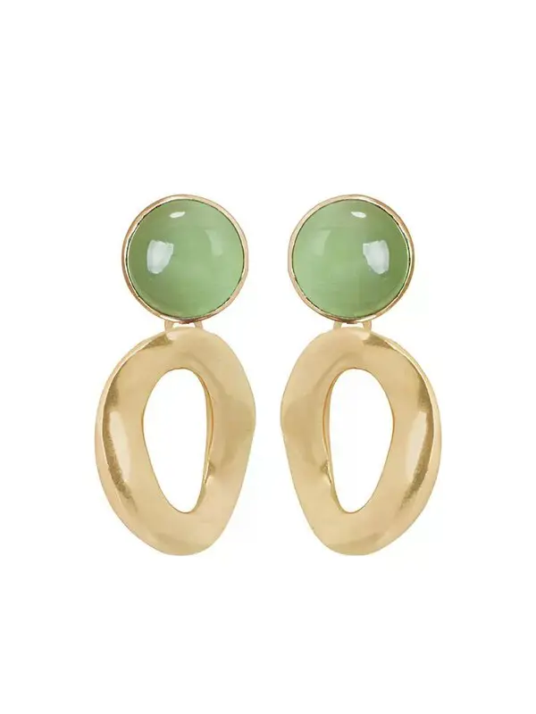 ATELIER MON Cat's Eye Oval Drop Earrings - Gold