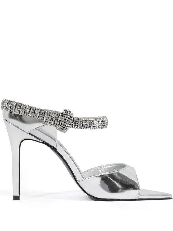 Schutz Crystal-embellished Metallic Stiletto Sandals