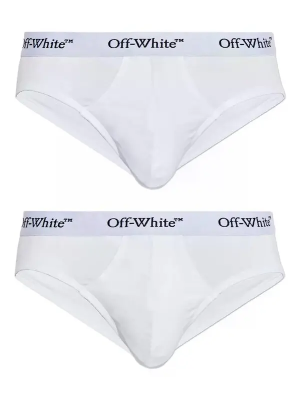 Off-White Logo-waistband Cotton Briefs - White
