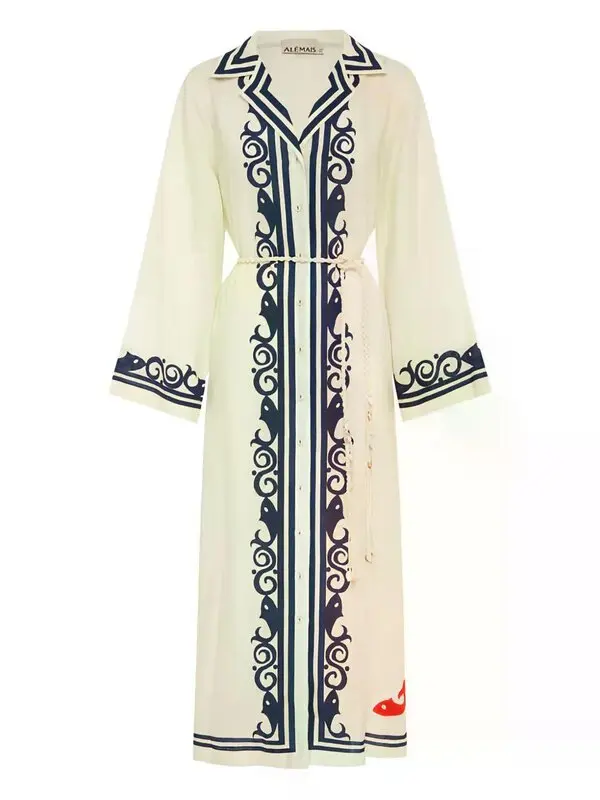 ALEMAIS Marine Embroidered Maxi Dress - White