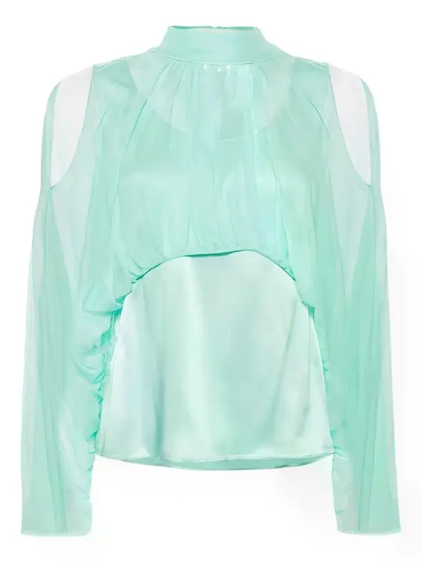 Alberta Ferretti Open Shoulder High Neck Blouse
