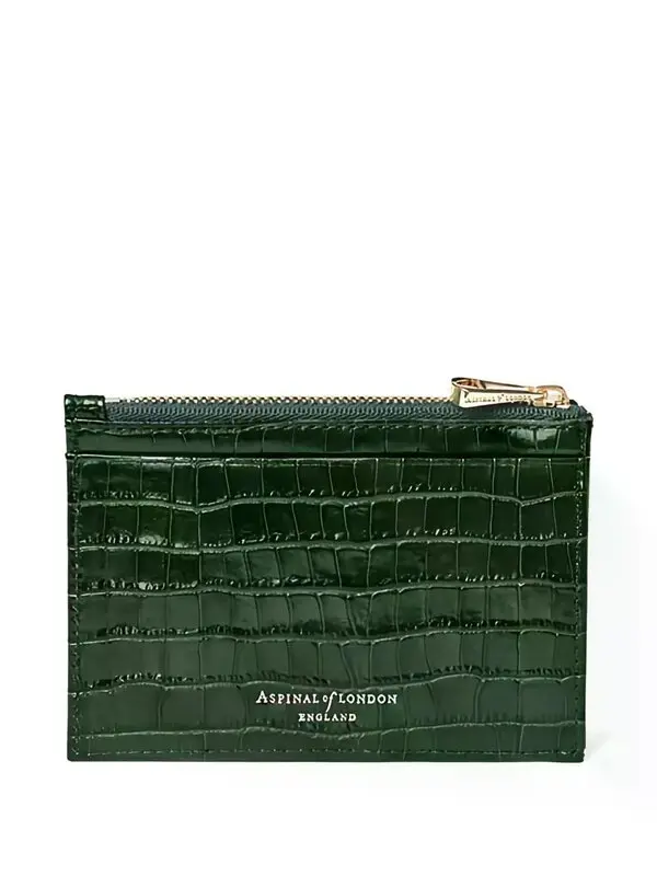 ASPINAL OF LONDON Crocodile-effect Cardholder - Green