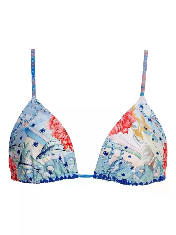 Agua Bendita Lolita Crystal-embellished Bikini Top - Blue