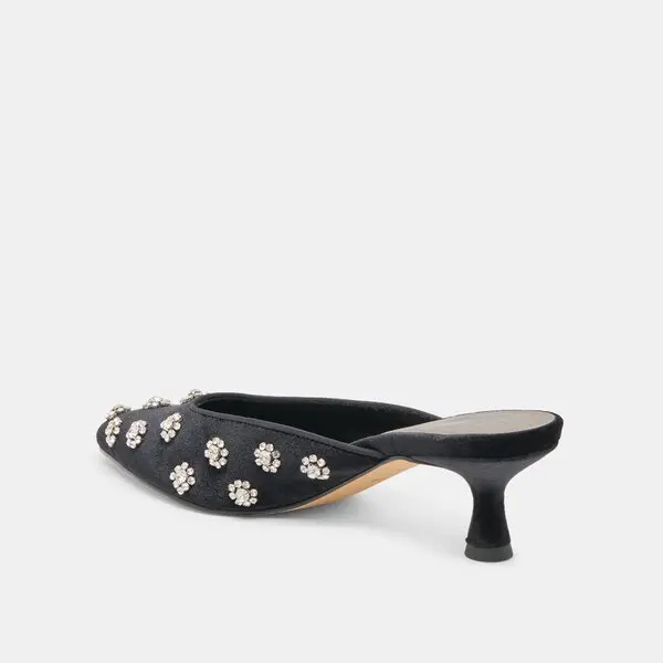 DOLCEVITA Clara Kitten Heeled Mules - Nero Velvet