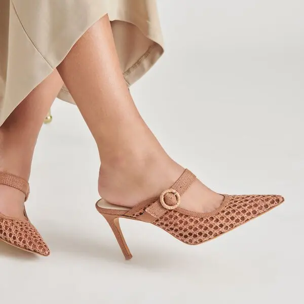 DOLCEVITA Keekee Raffia Stiletto Mules