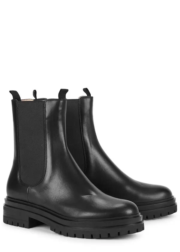 GIANVITO ROSSI 40 Leather Chelsea Boots - Black