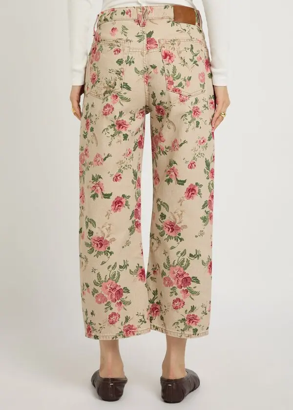 Free People Deep Trance Floral-print Cropped Jeans - Multicoloured