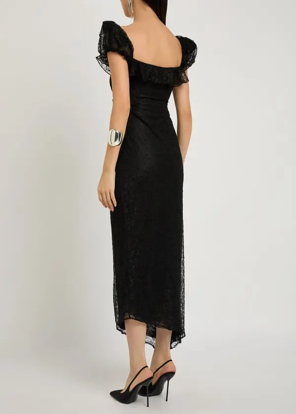 chinese dress ladies Nonchalante White Ruffled Floral Lace Midi Dress (Final Sale) main image 1