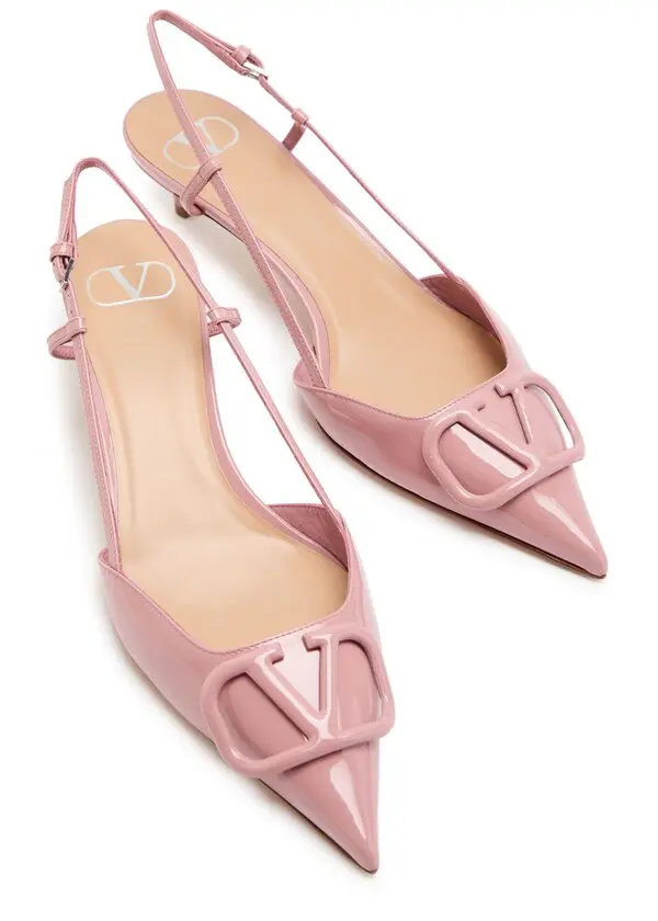 Valentino Garavani Vlogo 40 Patent Leather Slingback Pumps - Rose