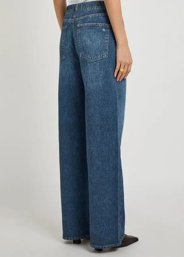 Rag & Bone Miramar Jeans-print Terry Trousers - Dark Blue