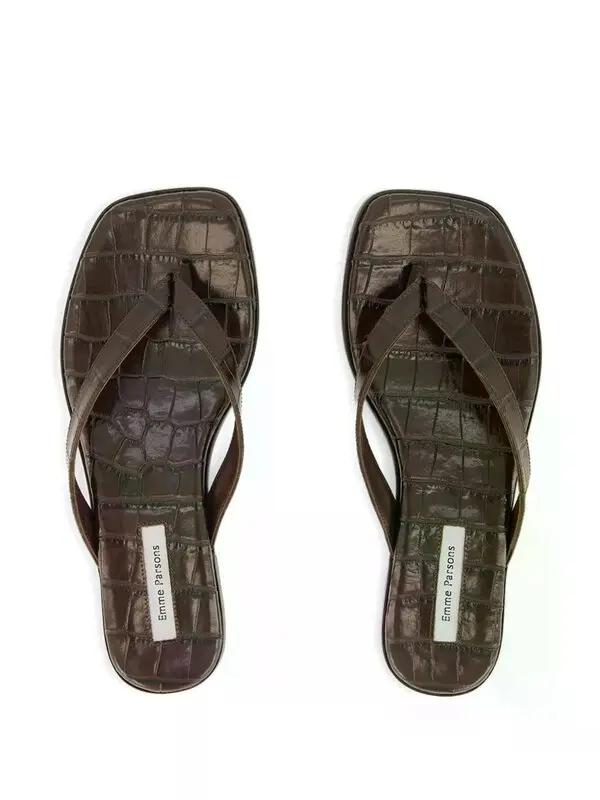 EMME PARSONS Embossed Croc Flat Sandals