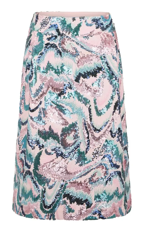 Rabanne Sequined Midi Skirt - Blue