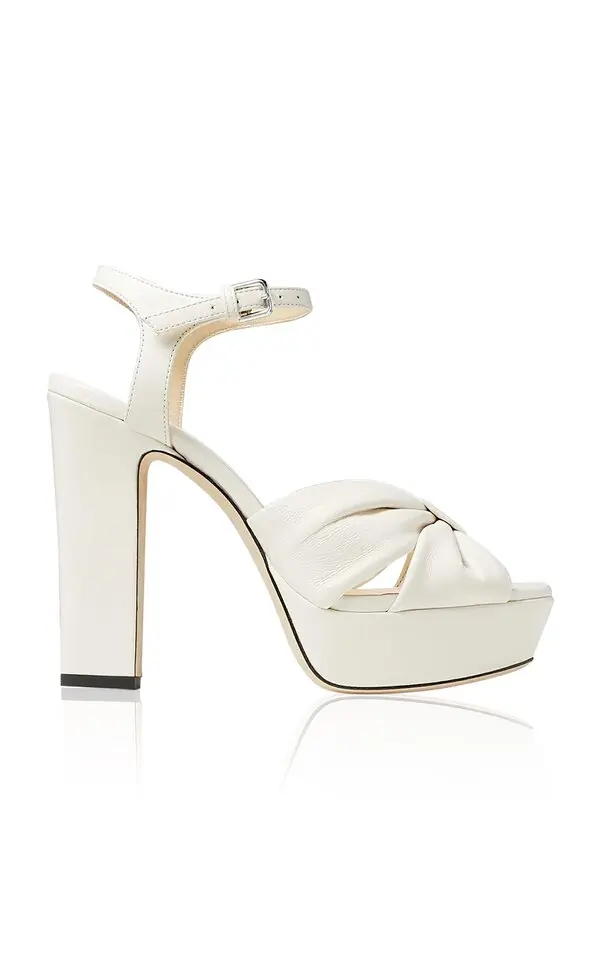 JIMMY CHOO Heloise 120 Leather Platform Sandal - Neutral