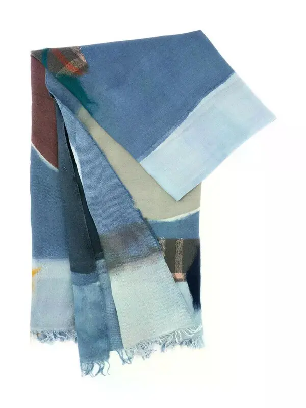 EXQUISITE J Fringed Scarf - Blue