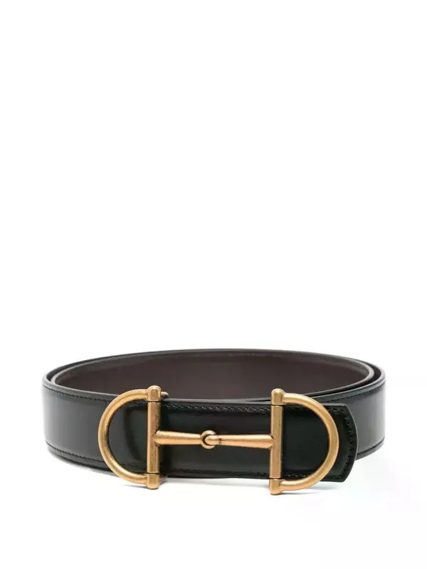 Gucci Horsebit Reversible Leather Belt - Black
