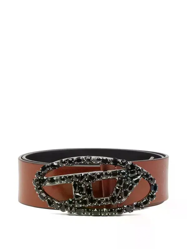 DIESEL® Crystal-embellished Buckle Belt - Brown