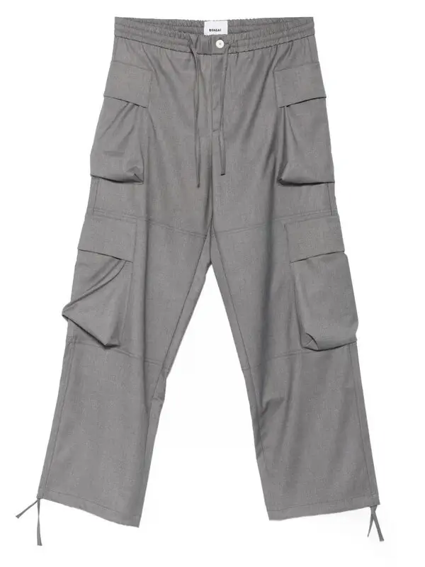 BONSAI Mélange-effect Cargo Trousers - Grey