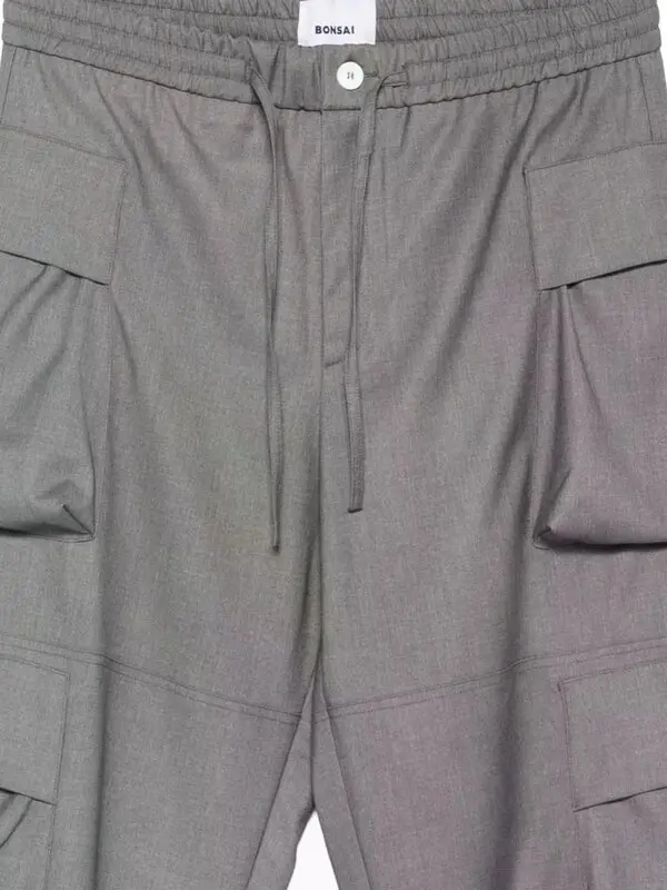 BONSAI Mélange-effect Cargo Trousers - Grey