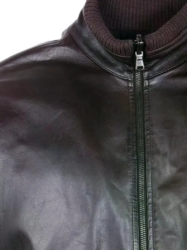 BARBA NAPOLI Ribbed Leather Jacket - Brown