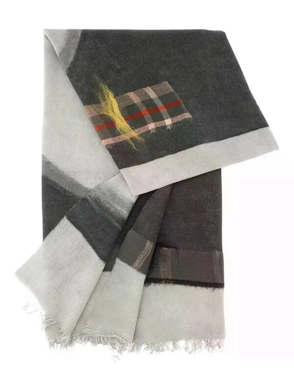 EXQUISITE J Patchwork Fringed Scarf - Grey