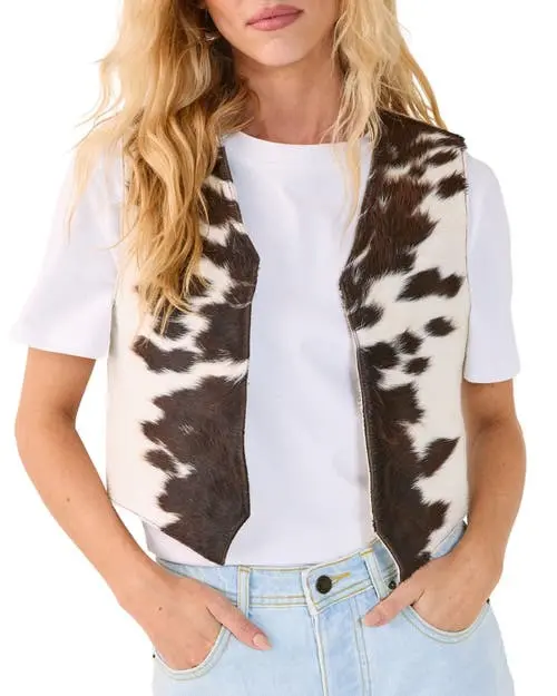Nasty Gal Cow Hide Leather Waistcoat - White